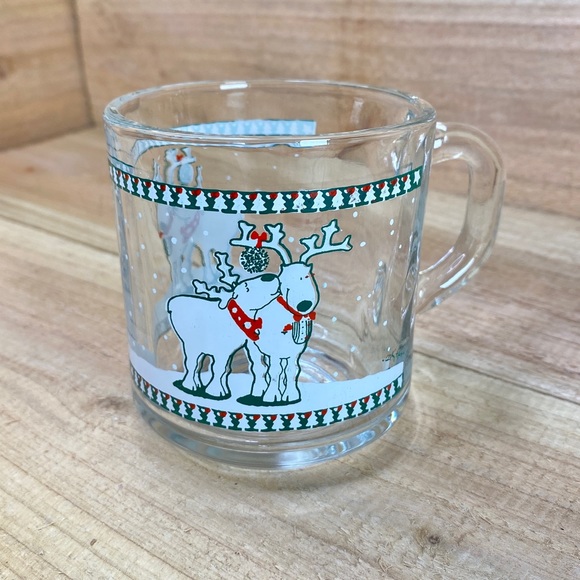 Anchor Hocking | Dining | Vintage Festive Reindeer Glass Coffee Mug ...